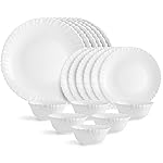 Cello Opalware Dazzle Series Plain Dinner Set, 18 Units | Opal Glass Dinner Set 6 | LightWeight ...